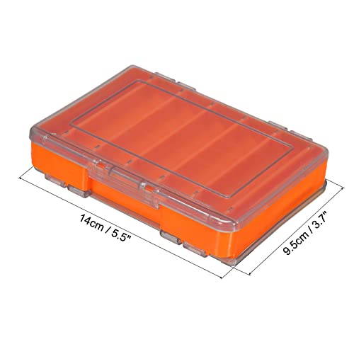 PATIKIL Two-Sided Plastic Box Fishing Lure Storage Container, 2 Pack 12 Grids Fish Tackle Organizer, Gray