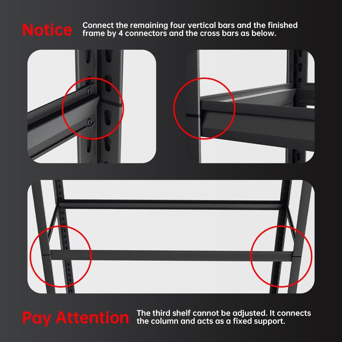 MOLYHOM 48''W Heavy Duty Garage Shelving, 5-Tier Industrial Garage Storage Shelves Racks, Adjustable Metal Storage Shelving Units, 72.1" H*47.3" W*17.7" D