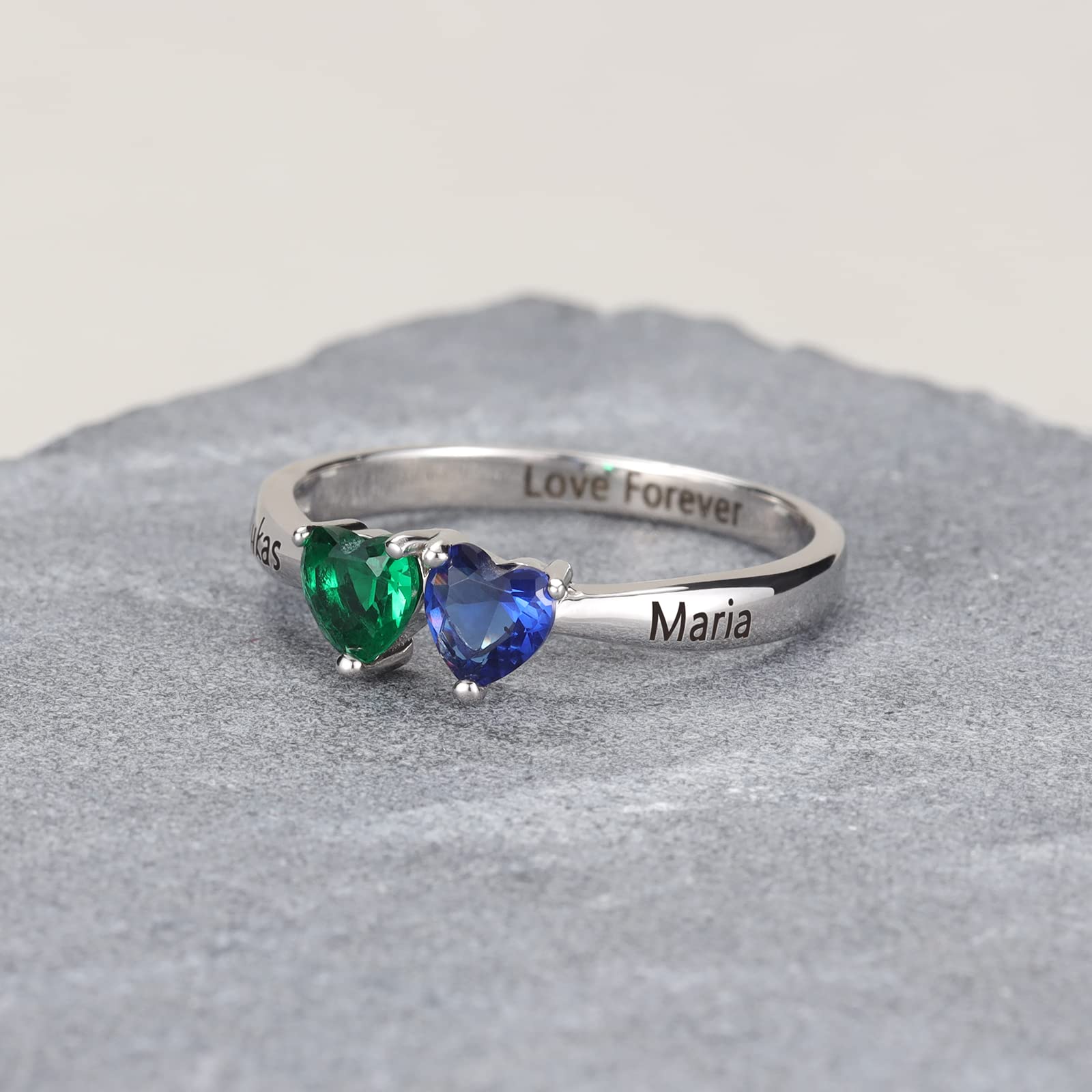 OPALSTOCK Personalized Promise Ring with Simulated Birthstones Engagement Rings for Women Custom Mothers Name Rings(8)