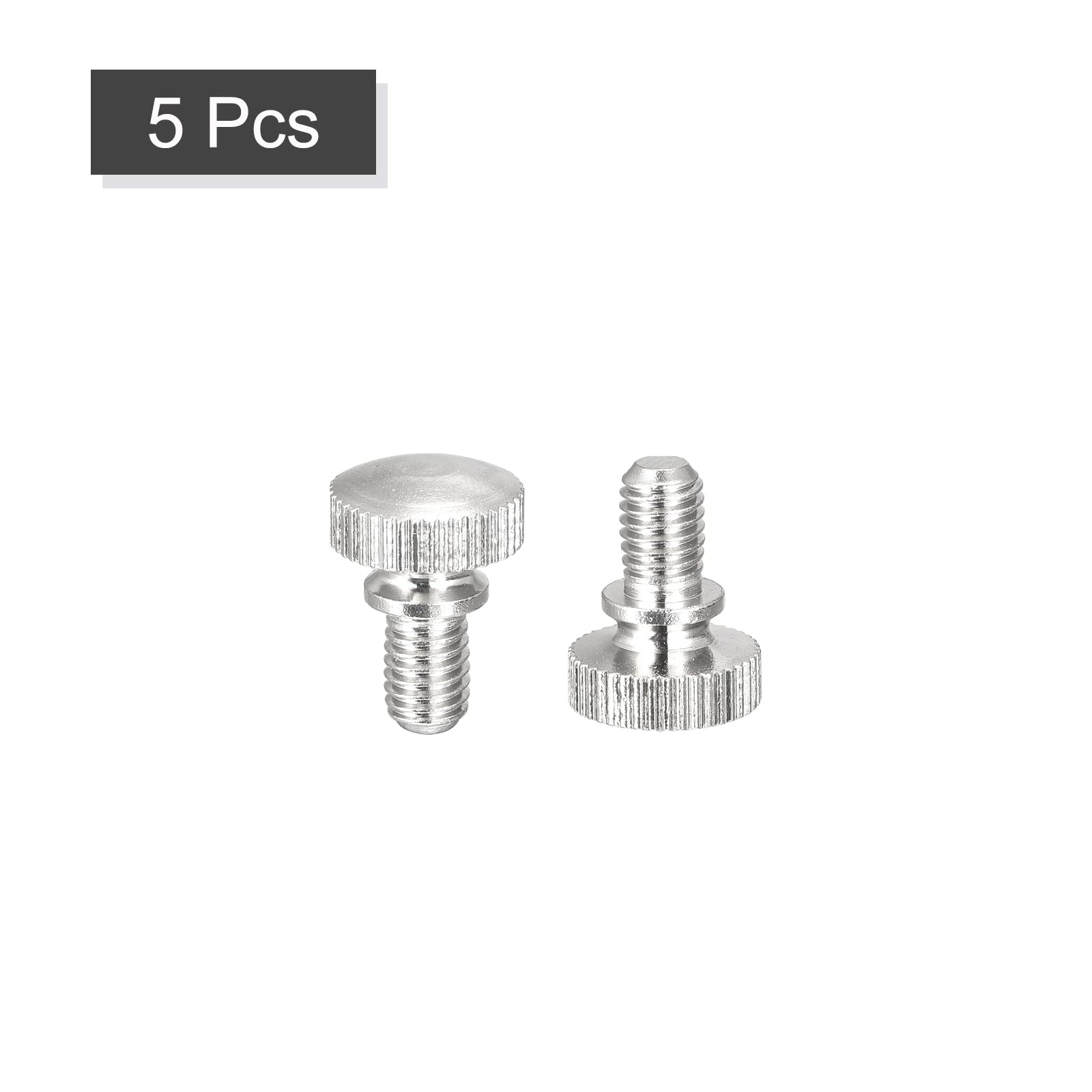 uxcell Knurled Thumb Screws, M5x8mm Brass Shoulder Bolts Grip Knobs Fasteners, Nickel Plated 5Pcs