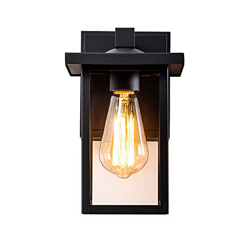 OUPAVOCS Porch Lights with GFCI Outlet, Black Outdoor Light Wall Mount, Waterproof Exterior Light Fixture with Outlet, Wall Sconce for House, Garage, Patio