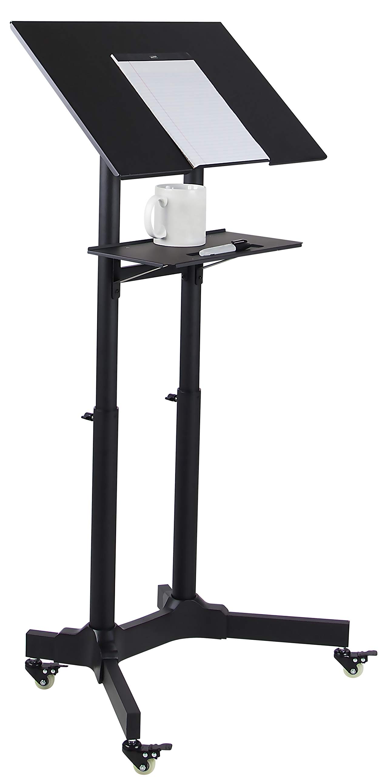 Mount-It! Mobile Standing Height Desk, Portable Podium and Rolling Presentation Lectern, Laptop Stand Up Desk with Caster Wheels (MI-7971)