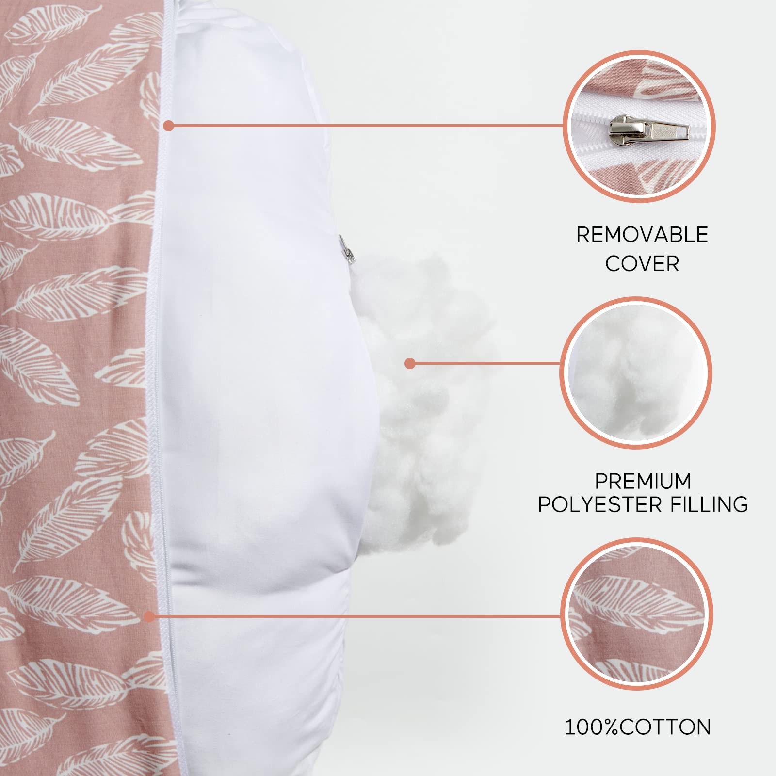 Momcozy Nursing Pillow Pink and Replacement Pillowcase, Original Plus Size Breastfeeding Pillows for More Support for Mom and Baby, with Adjustable Waist Strap