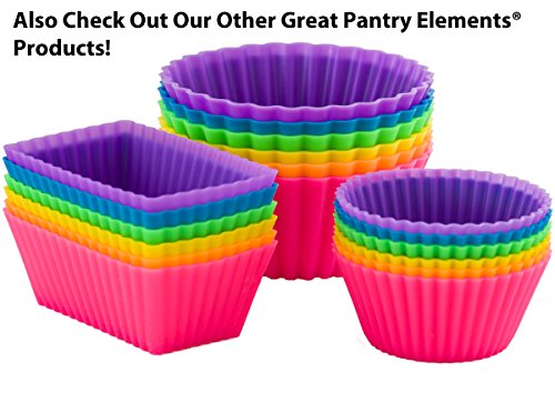 Rectangle Silicone Molds Cupcake Baking Cups (12-Pack) β Premium 100% Pure Platinum Silicone Makes These Sturdy but Flexible Cupcake Liners Easy to Use, Release, and Clean β By Pantry Elements