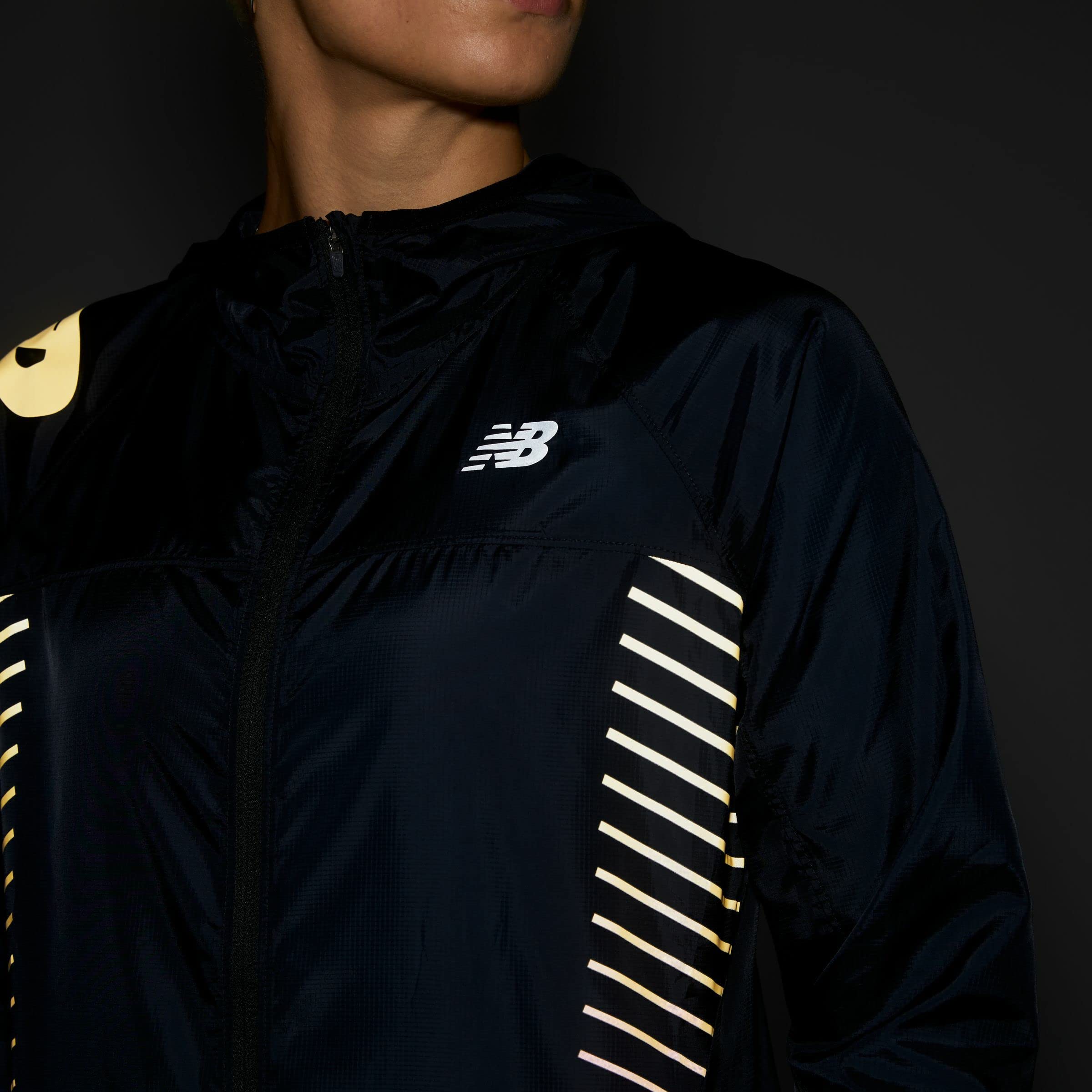 New Balance Women's Accelerate Windcheater Jacket, Reflective Black Multi, Large