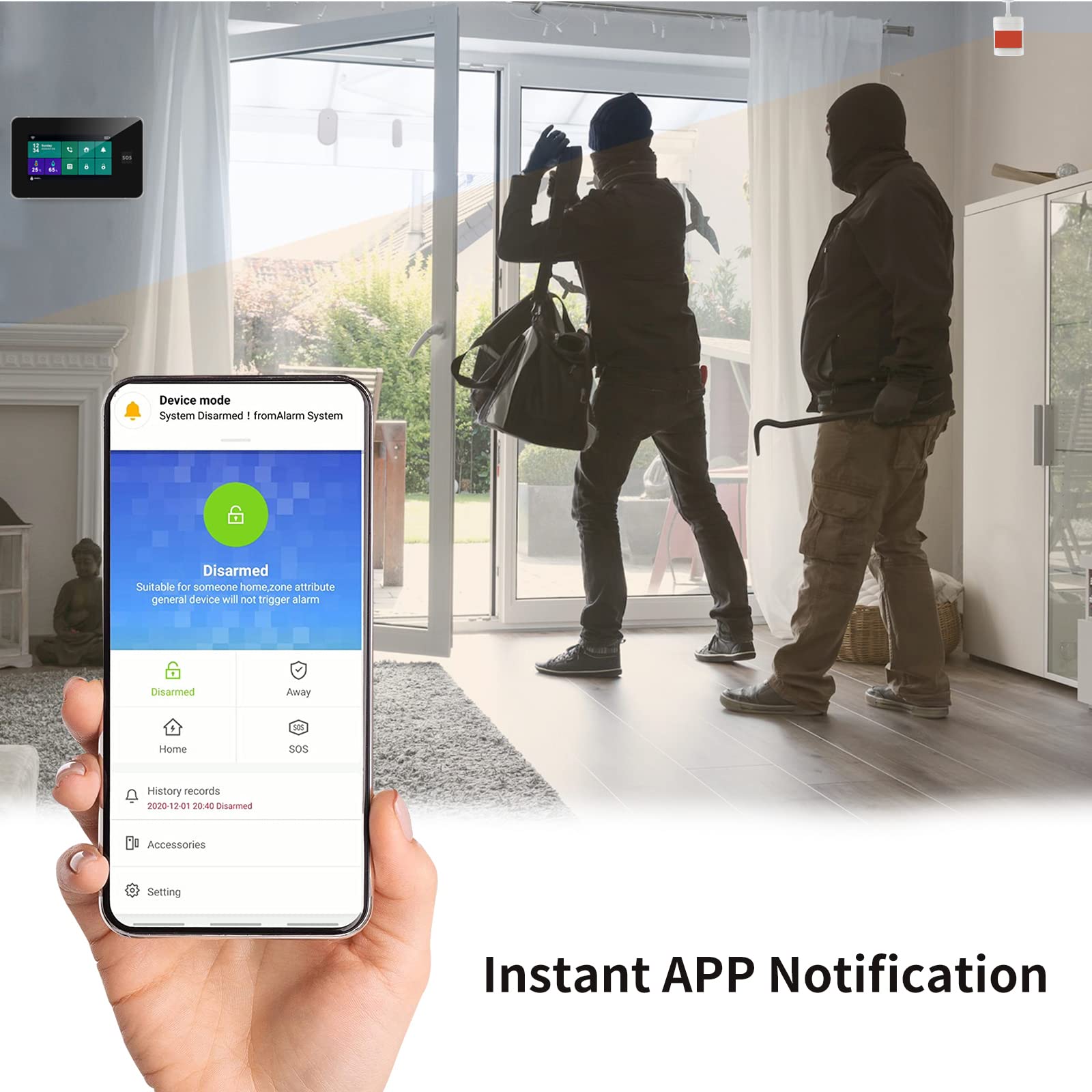 WiFi Home Alarm System Kit, DIY Wireless Security Burglar Alarm System, 4.3 inch Touch Screen Host, APP Remote Control, Compatible with Alexa and Google Assistant(NO Monthly Fees)