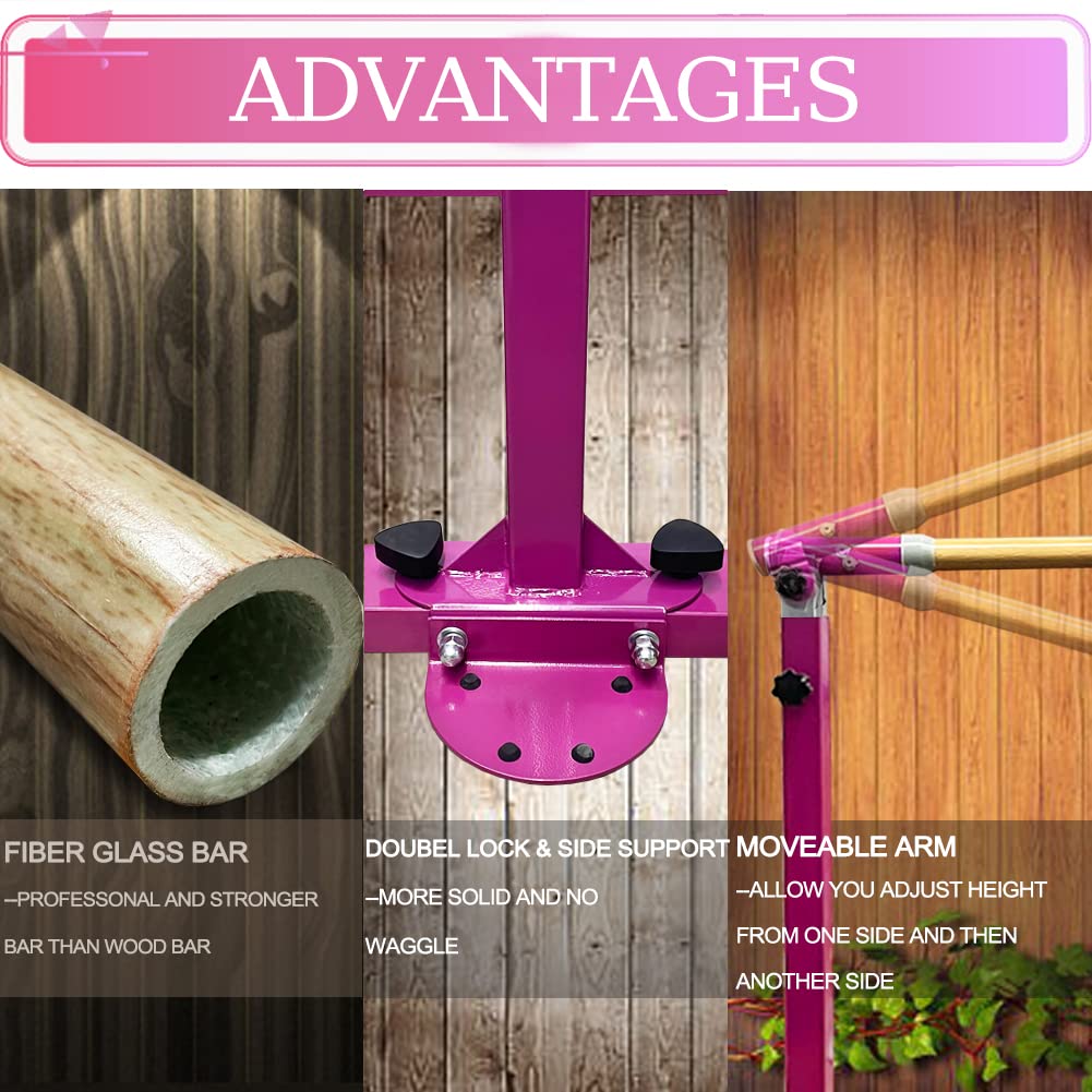 Peakpath Updated Expandable Gymnastics Kip Bar,Fiberglass Rail,Adjustable Height 3'-4.8' Junior Training Bar,Home Gym Equipment,Ideal for Indoor and Home Training,1-4 Levels,300lbs Weight Capacity