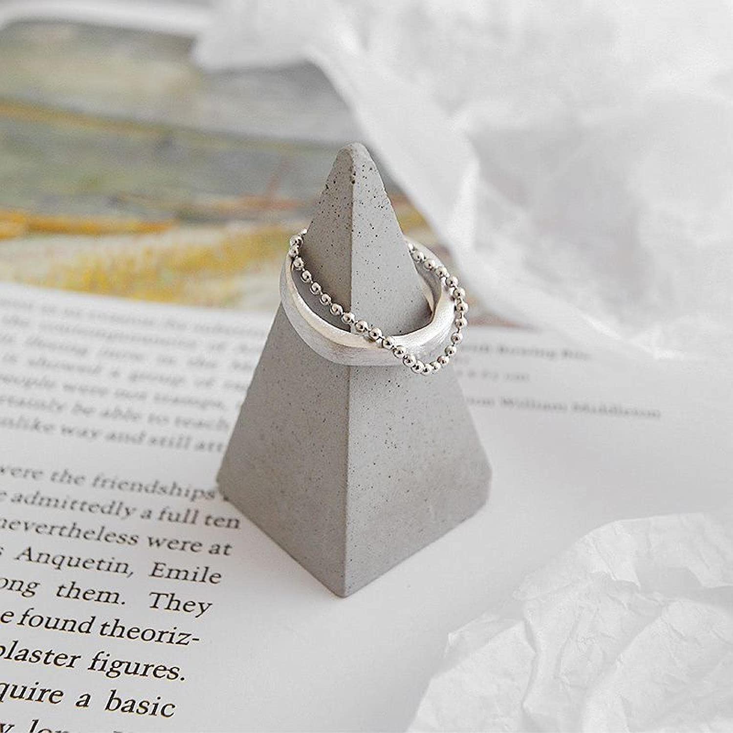 Sterling Silver Ball Bead Adjustable Size Ring, Women'S Engagement Jewelry