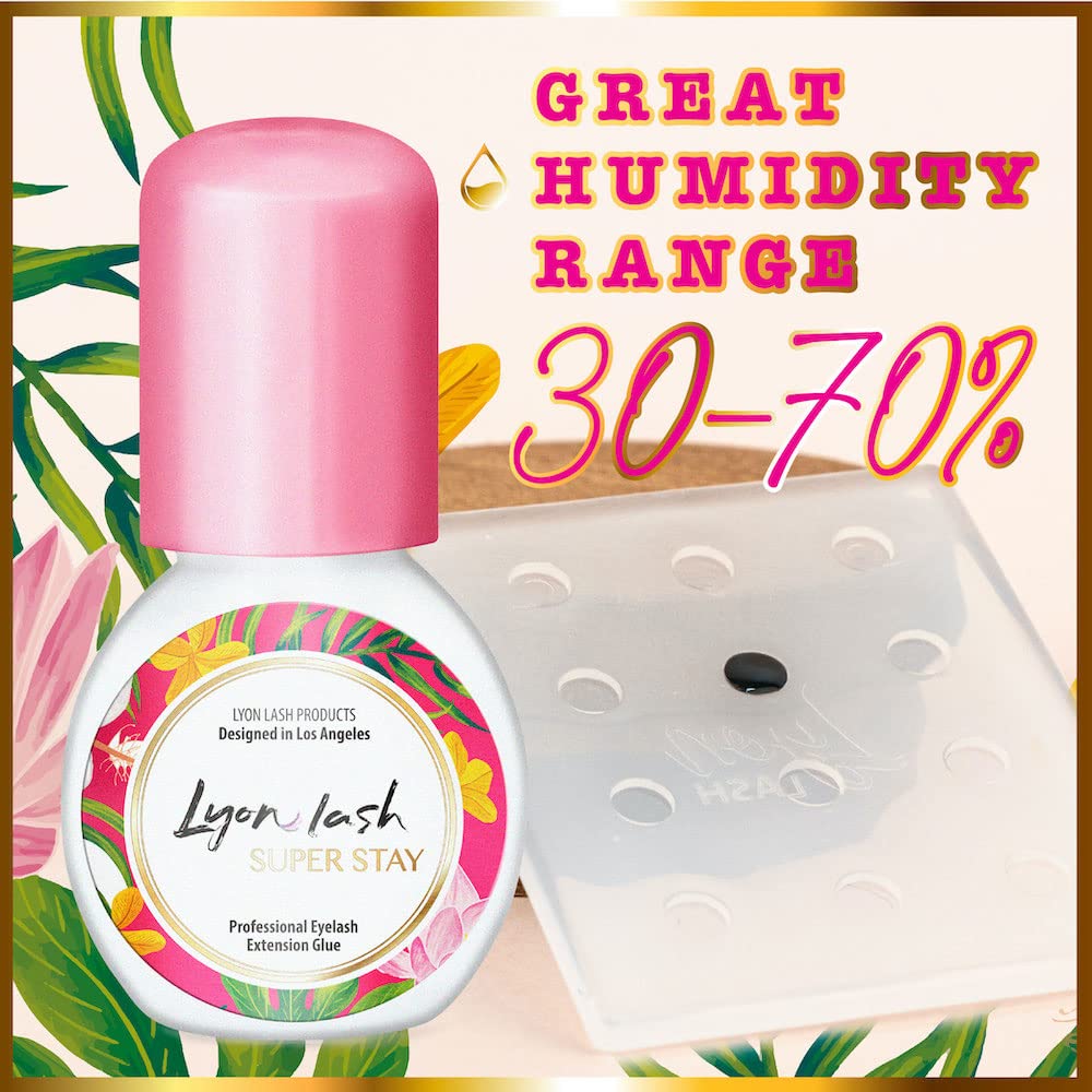 Lyon Lash Super Stay 5ml Eyelash Extension Performance Glue | 0.5 Sec Dry Time | Up to 8 Weeks Retention | Black Adhesive Supplies for Professional Use