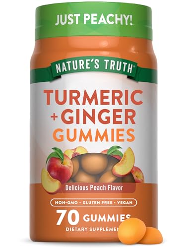 Nature's Truth Turmeric and Ginger Gummies | 70 Count | Peach Flavor | Vegan, Non-GMO, & Gluten Free Supplement