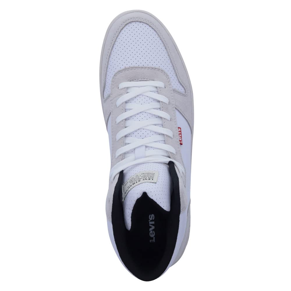 Levi's Mens Drive Hi Vegan Synthetic Leather Casual Hightop Sneaker Shoe, White/Grey, 10.5 M