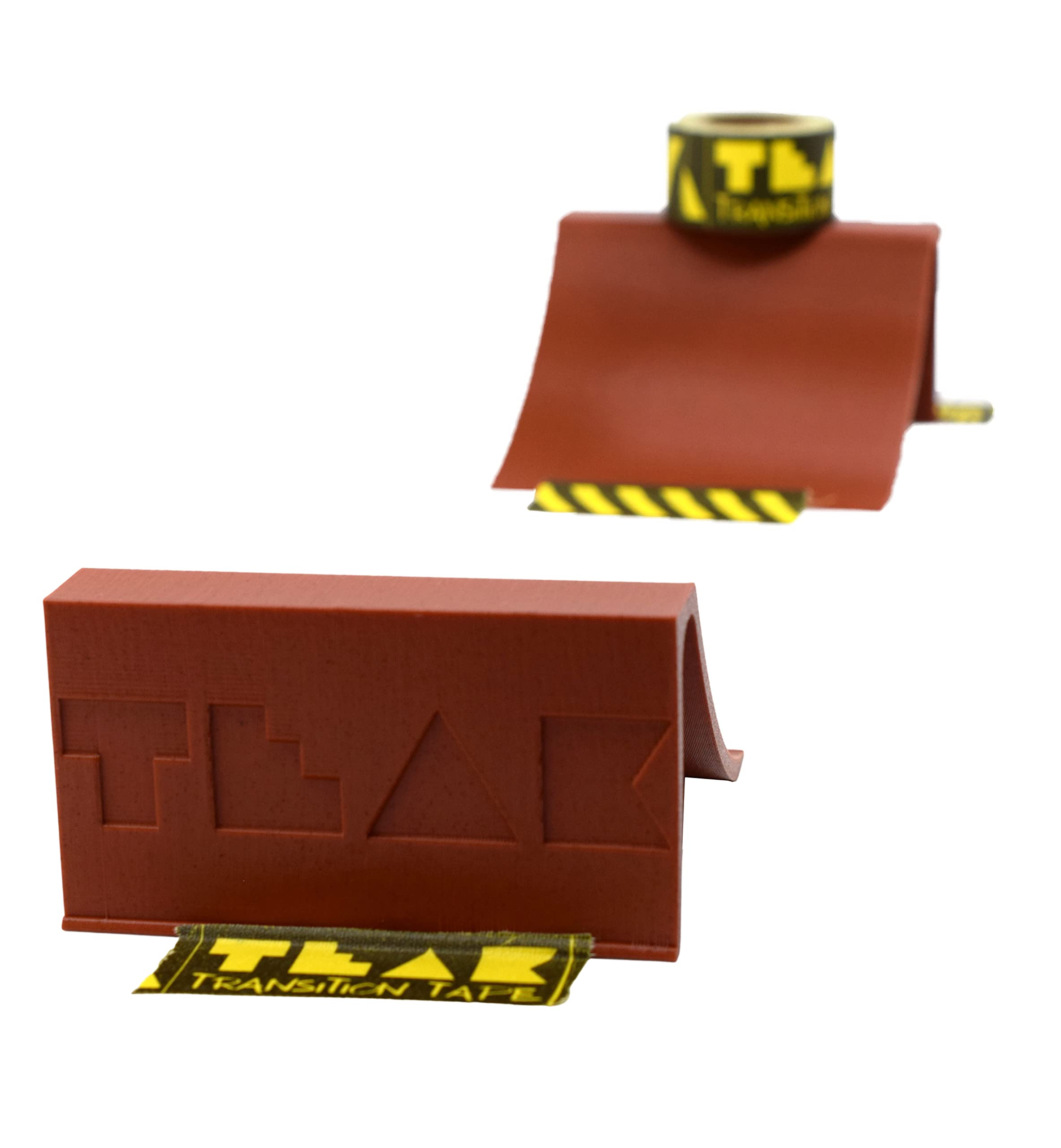 Teak Tuning Fingerboard Half Pipe Spot DIY Kit, 2 Quarter Pipes + Teak Transition Tape Roll - 4 x 4 x 2.25 - Lava Flow Colorway - 1:8 Scale
