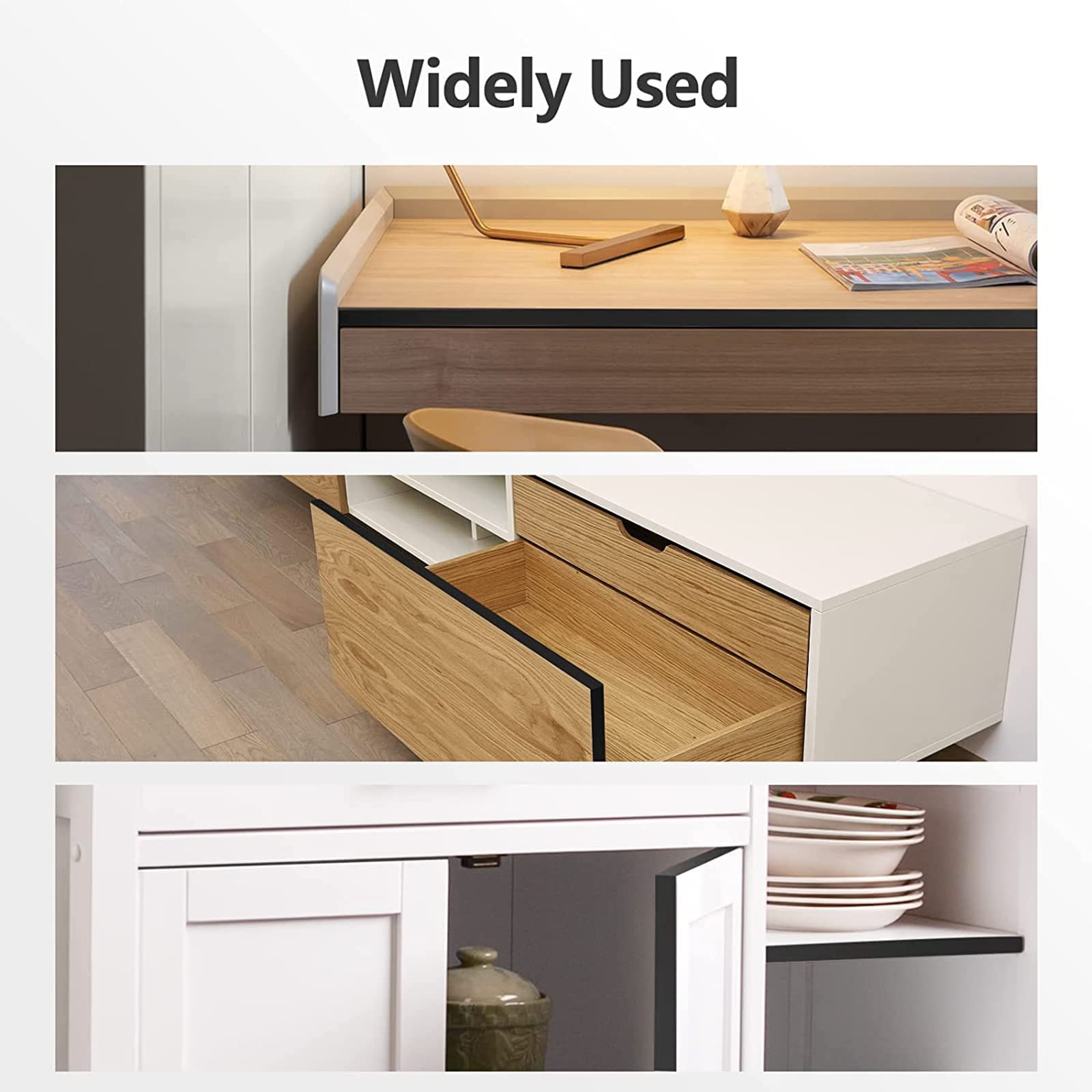 U-Shape Edge Banding,Soft Silica Gel Self Adhesive Veneer Edge Banding,Edge Bumper Guards,Collapsible Edge Protector,Counter Edging for Cabinet Repair,Furniture Protection (White,U9mm*3m)