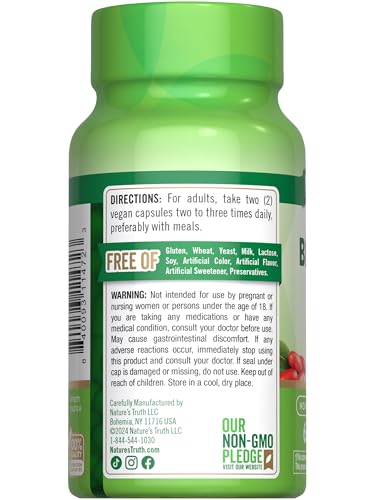Nature's Truth Berberine 500mg | 60 Capsules | Vegan, Non-GMO, and Gluten Free Supplement