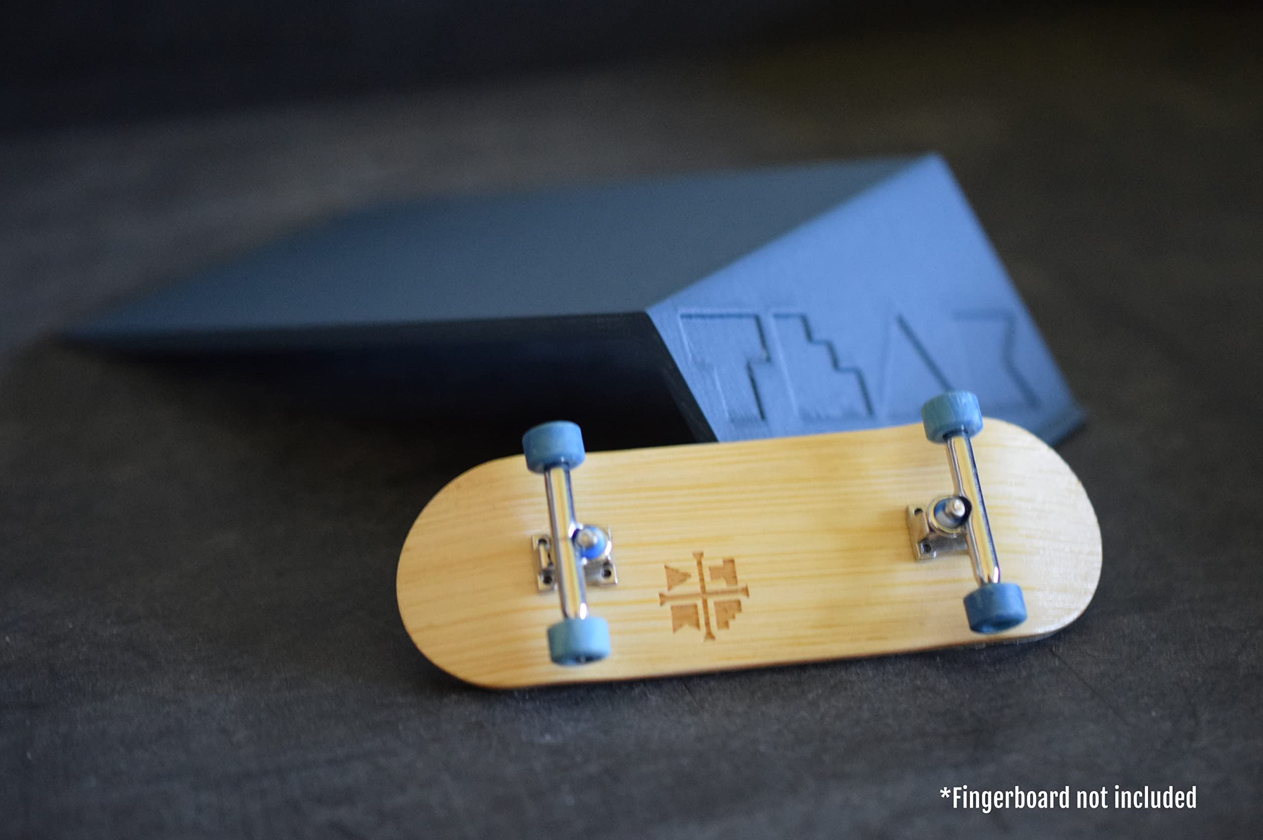 Teak Tuning Fingerboard Poly Low-Rise Kicker Ramp - 6" Long, 3" Wide, 1.5" Tall - Fingerboard Obstacle in Blue Steel Colorway