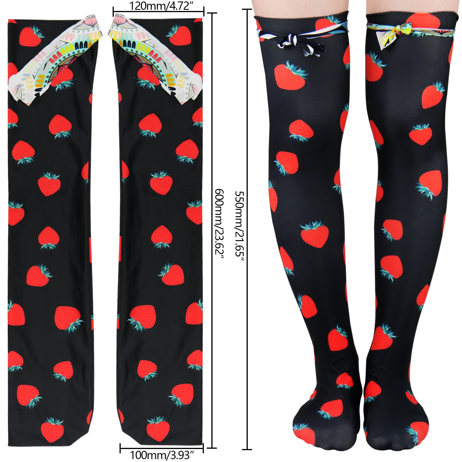 PSMILE 2Pairs Patterns Outdoor Cycling Overknee High Socks UV Protection Quick Dry Summer Cooling Tube Socks for Men Women