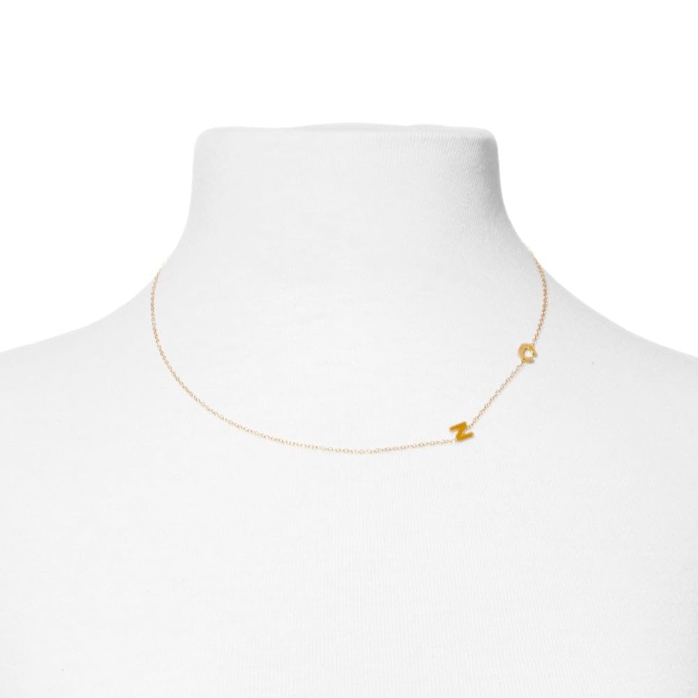 Personalized Gold Tone 2 Letter Women's Sideways Initial Necklace, 16" Chain - Personalized Initial Necklace for Her - Custom Necklace for Women - Birthday Gift - Gift for Her - Gifts for Mom