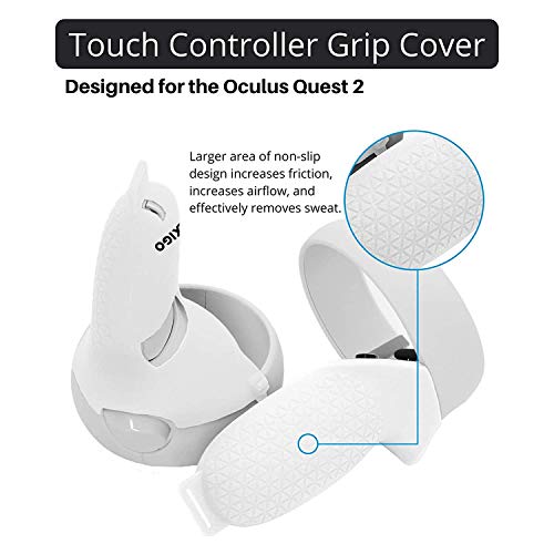 NexiGo Touch Controller Grip Cover & Knuckle Strap Set for Oculus Quest 2, Anti-Sweat Waterproof Anti-Throw Silicone VR Headset Accessories Set, Matte White