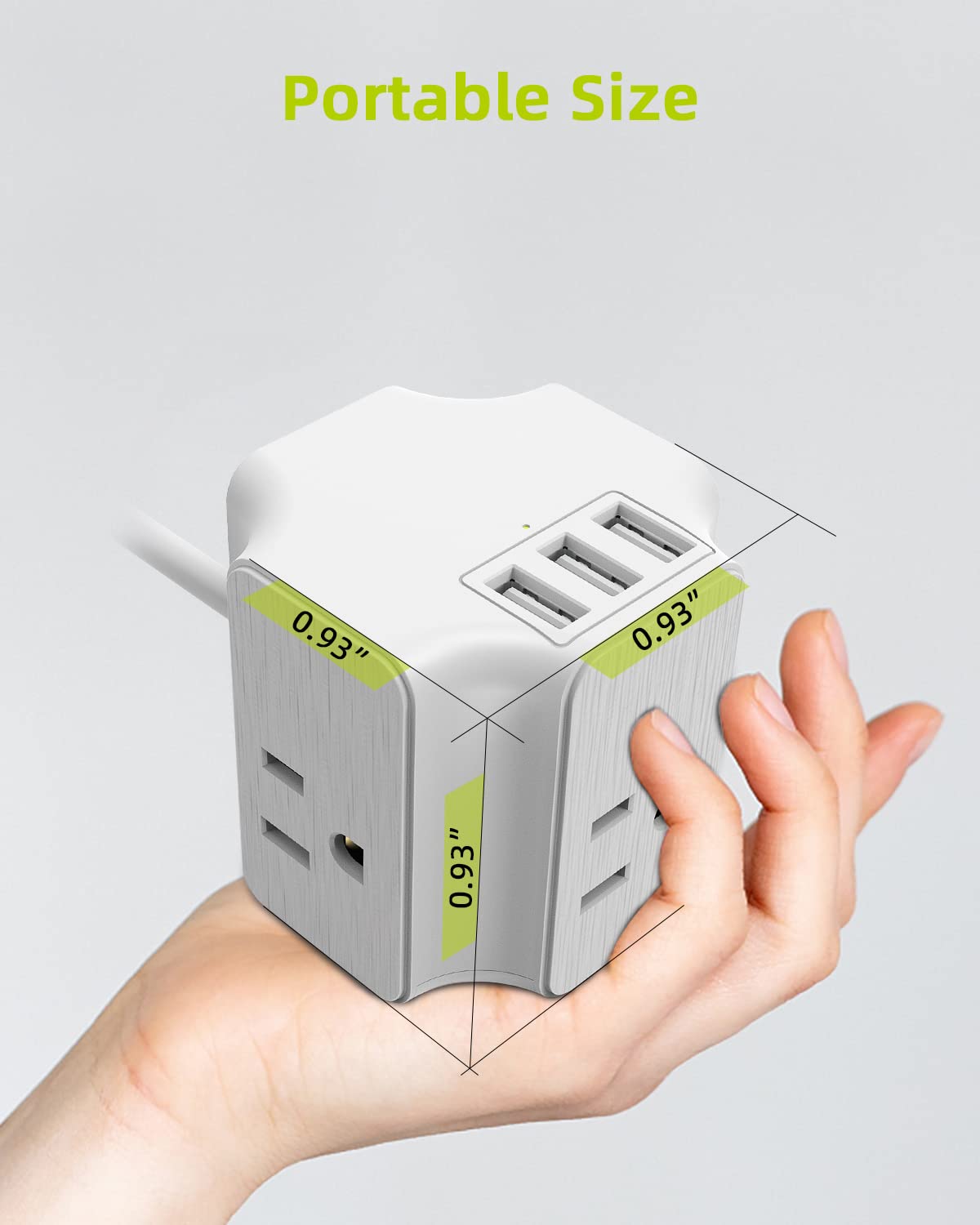 Travel Power Strip with USB Ports,3-Side Outlet Extender with 6 FT Extension Cord,Portable Power Strip for Travel, Office, Home, Hotels, Cruise Ship.White