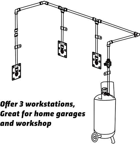 WYNNsky Shop Air Line Kit, 3/8 Inch (9.5MM) OD × 60 Feet Nylon Compressed Air Pipe, 200PSI, Cutter, Tees, Mounting clips, Connectors, 49PCS Garage Air Compressor Accessories Master Kit