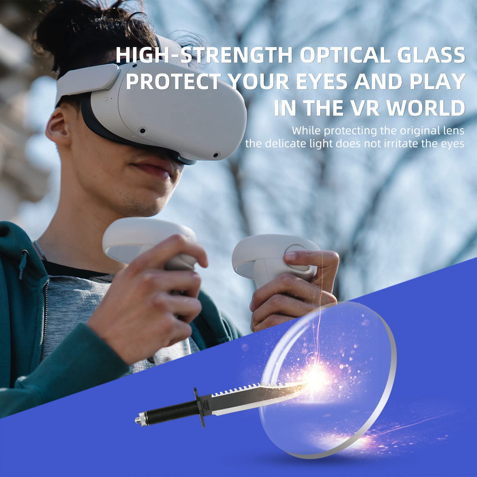 RCGEEK Myopia Glasses Lenses for Oculus Quest 2, VR Lens Insert for Oculus Quest 2, Double Protection & Easy to Install Vision Correction Lenses (Protective Lense)