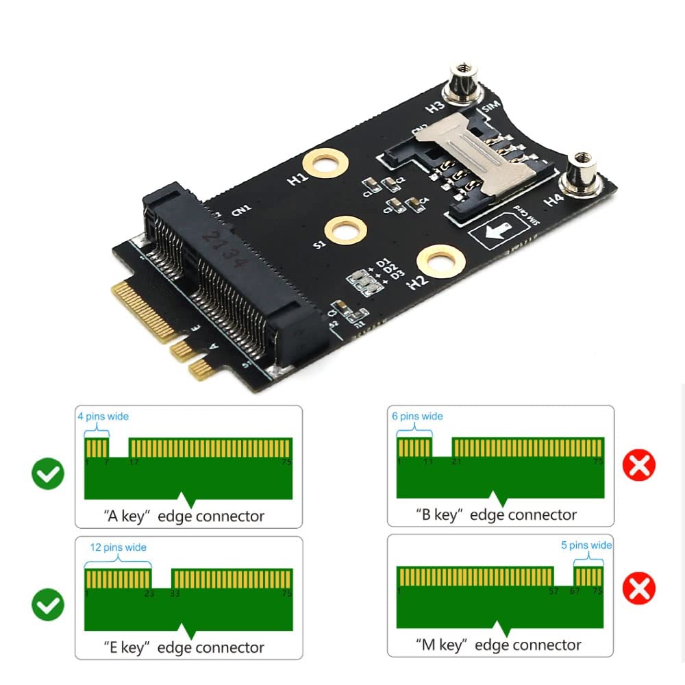 Mini PCI-E to M.2(NGFF) Key A/E Adapter with SIM Card Slot