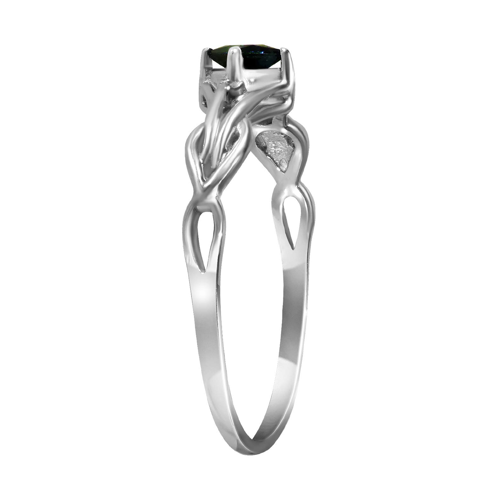 Lurie Jewelry Diamond Sapphire White Gold Ring - 0.006 Carat 14K White Gold Ring with White Diamond and 0.21 Carat Sapphire Gold Statement Ring (5.5)