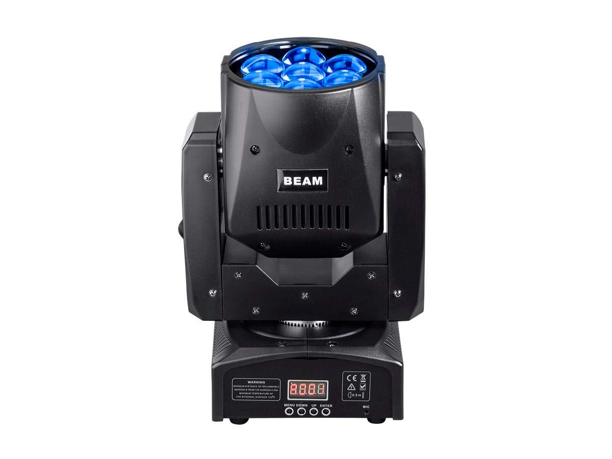 Monoprice Stage Wash Moving Head - RGBW, 7x 12-Watt LEDs, With Zoom, Includes Built-In Auto and Sound Active Programs - Stage Right Series