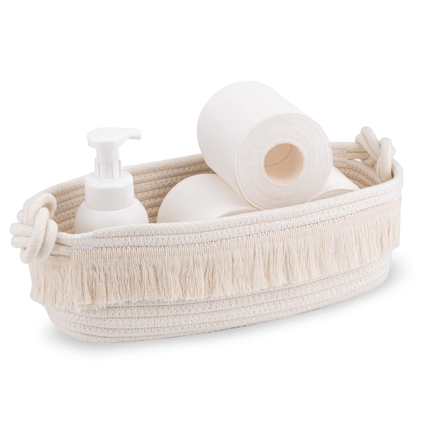VAGRSS Toilet Basket ToiletTank Top Baskets for Bathroom Organizing,Small Basket with Handles for Nursery, Toys, Gift Baskets 1 Pack (White)