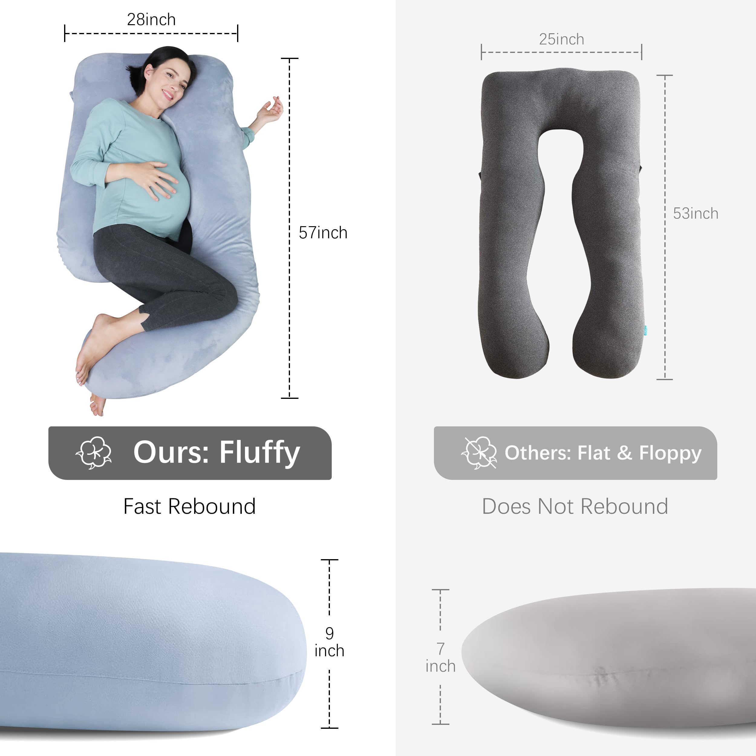 MOON PARK Pregnancy Pillows for Sleeping - U Shaped Full Body Maternity Pillow with Removable Cover - Support for Back, Legs, Belly, HIPS - Grey