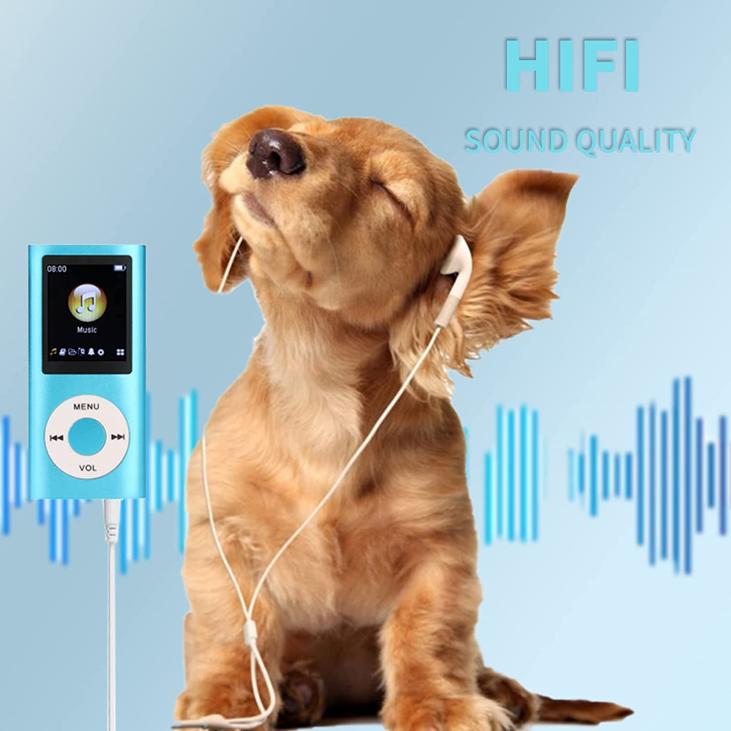 MP3 Player, Portable Lossless Sound Slim MP3 Music Player with Earphone, 1.8 Inch LCD Screen Digital Music Player, (Memory Card Not Included)(Black)