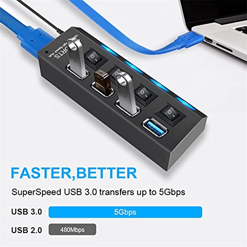 XXXDXDP USB 3.0 Hub USB Hub 3.0 Multi USB Splitter 3 Hab Use Power Adapter 4 Port Multiple Expander USB3 Hub with Switch for PC