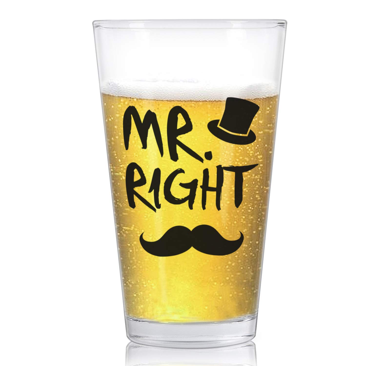 Mr. Right and Mrs. Always Right Wine Glass and Beer Glass Set, Glass Set for Engagement Wedding Anniversary, Couples Newlyweds Wife Husband Mr and Mrs