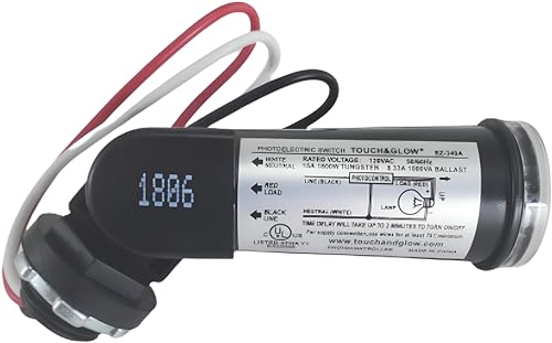 Outdoor Conduit Lighting Control with Photocell and Swivel Mount (Hardwired, Black), Photocell Light Sensor for Outdoor Lighting, Defiant Outdoor Timer, EZ-349A