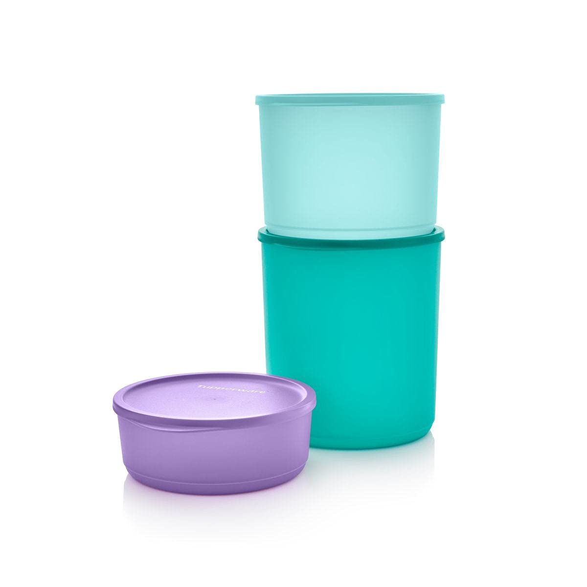 New Tupperware Basic Bright Large Rounds Container Canister 3pc Set
