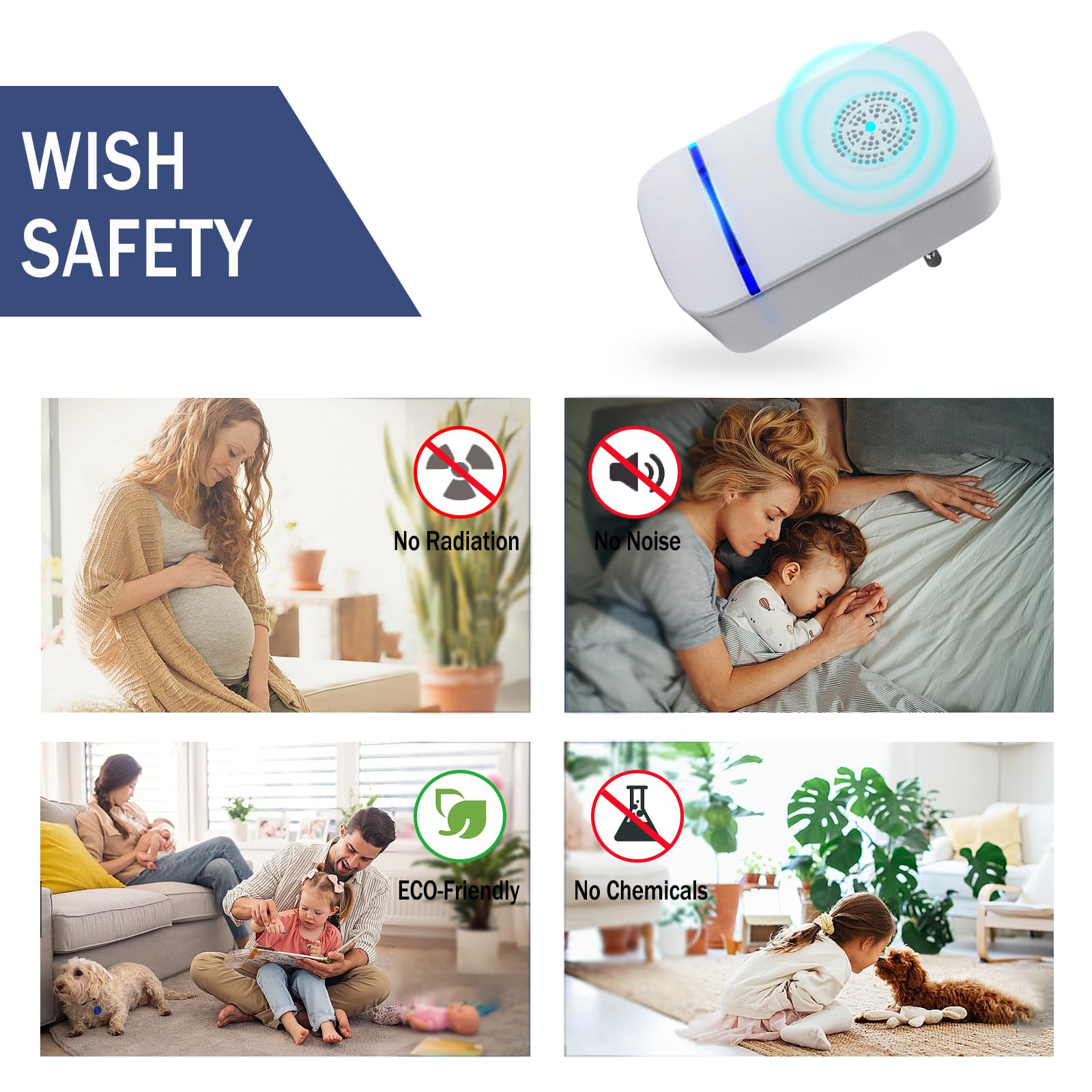 Ultrasonic Pest Repeller, 6 Packs Electronic Plug in Repellent Indoor, Mouse Repellent Harmless to Pets and Human, Pest Control for Mice Spiders, Ants, Bug, Mosquito, Cockroach, Rodents, Flies
