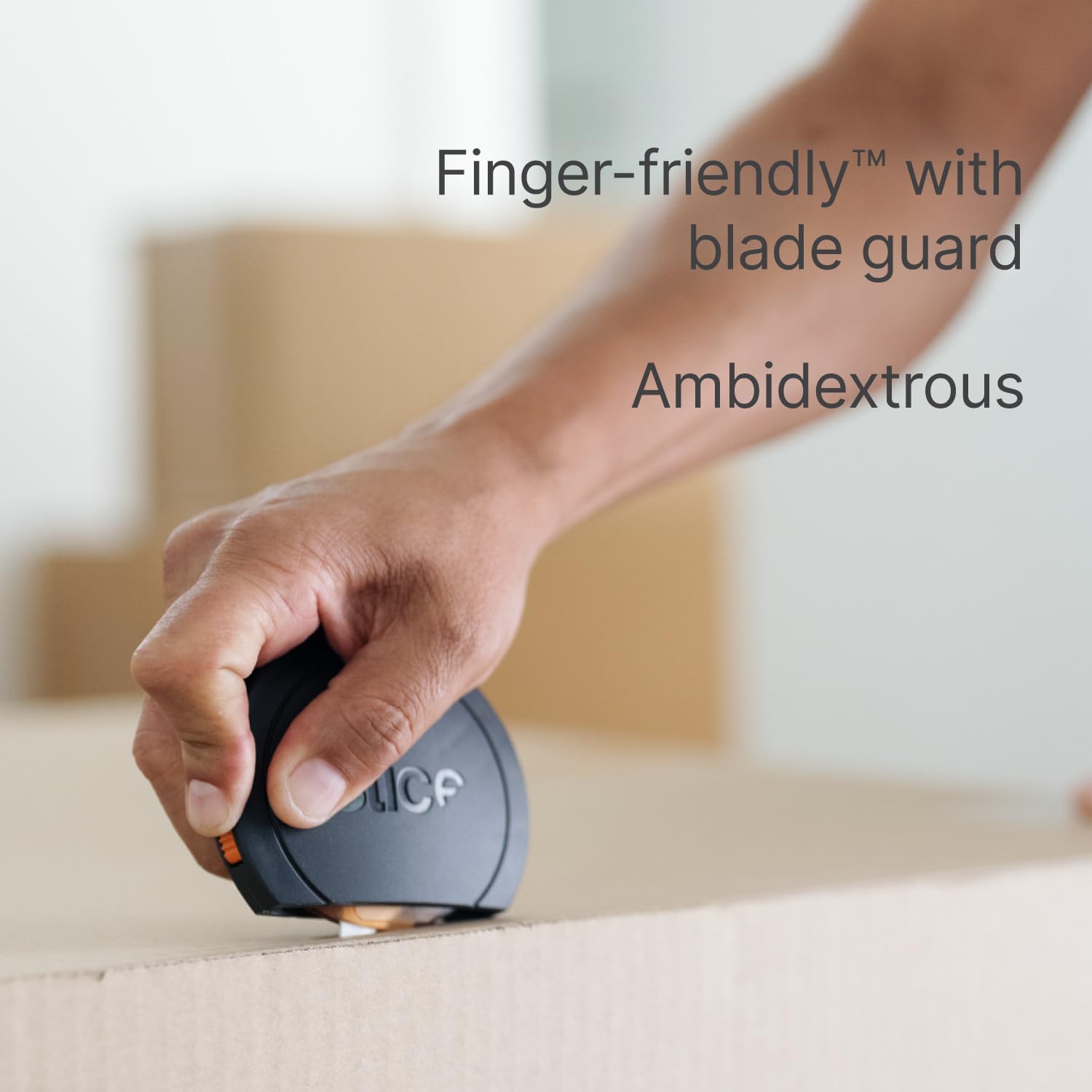 Slice 10477 Super-Safe Carton Cutter, Retracting Blade Guard, Finger-Friendly Blade, Easy Grip, Lasts 11x as Long as Metal, 1 Pack