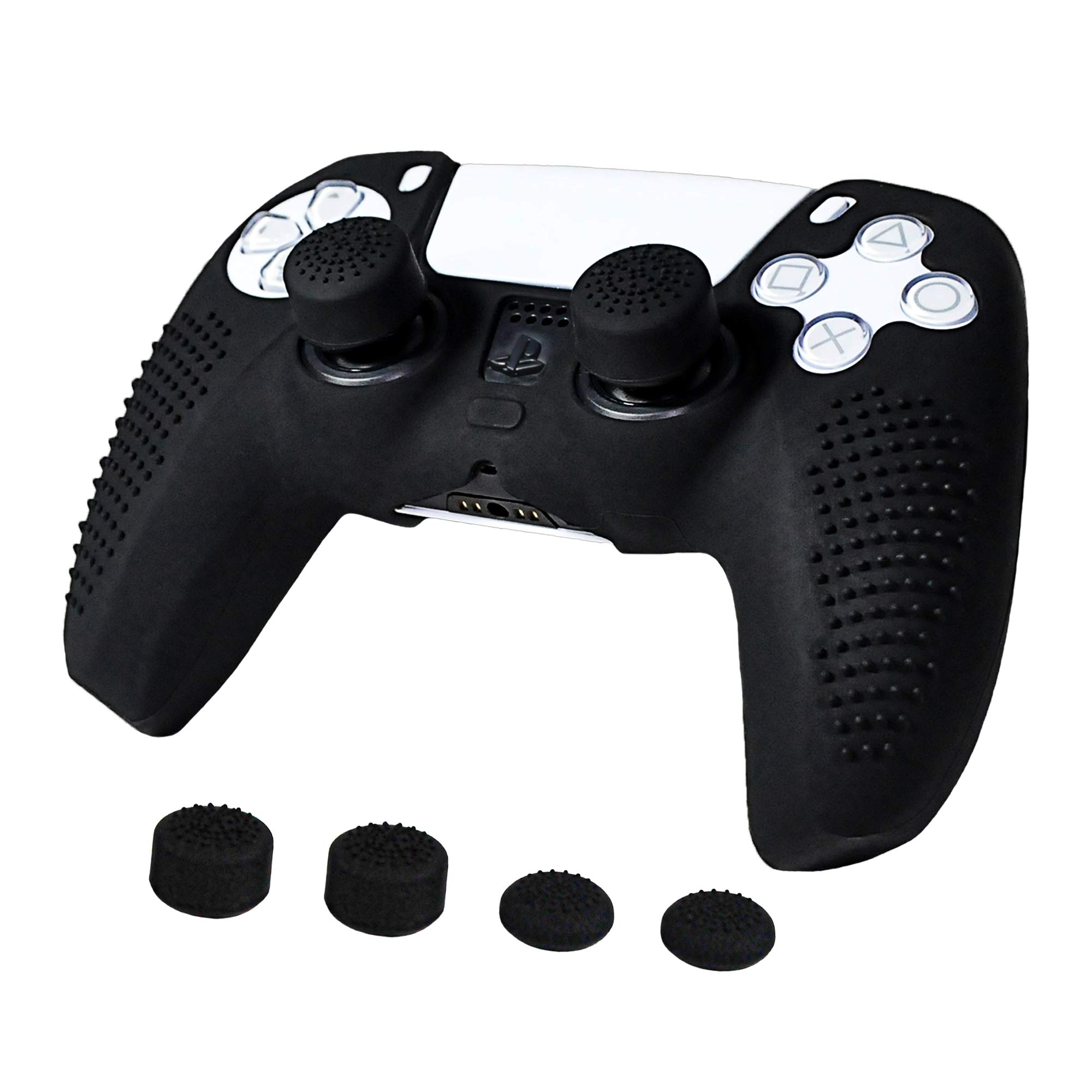 PS5 Controller Grip Cover, SKTN Anti-Slip Silicone Skin Protective Cover Case for Playstation 5 DualSense Wireless Controller with 4 Thumb Grip Caps