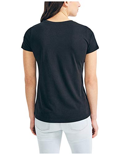 Nautica Women's Easy Comfort Supersoft 100% Cotton Classic Logo T-Shirt, True Black, Medium