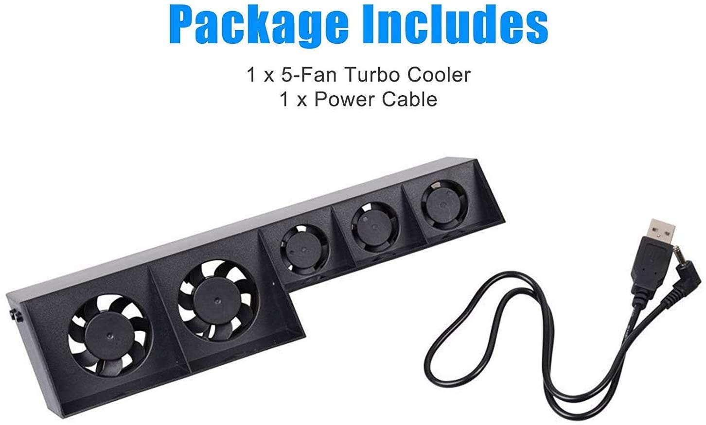 Linkhood Cooling Fan for PS4, USB External Cooler 5 Fan Turbo Temperature Control Cooling Fans for Sony Playstation 4 Gaming Console