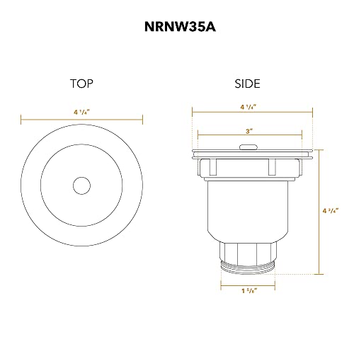 Whitehaus NRNW35A-SS 3-1/2-Inch Basket Strainer with Deep Removable Basket, Stainless Steel