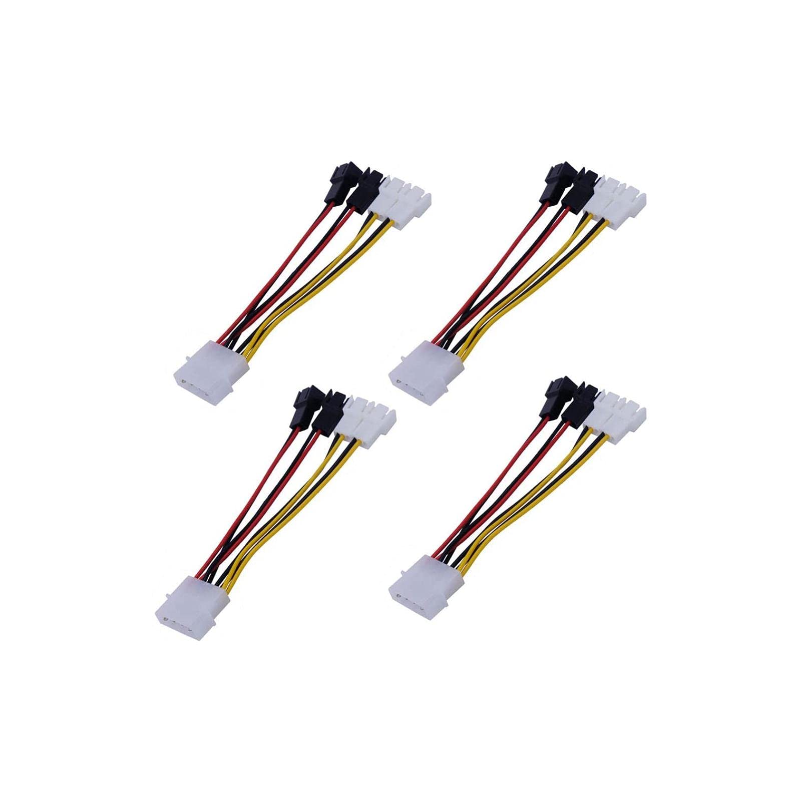 Liyafy Adapter Converter Cable IDE Molex 4-Pin to 4X 3-Pin TX3 Case Cooling Fan Power Cable 4.5inch 4Pcs