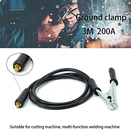 TOSENBA Welding Ground Clamp Earth and Cable Grounding Clip Fit Plasma Cutter Machine and Tig / Stick / MMA / MIG Welding Machine 10Feet 16mm² Connector DKJ10-25 Copper Grip Clip Clamp (3m,10feet)
