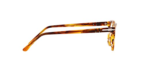 Persol PO3258V Round Prescription Eyewear Frames, Striped Brown/Demo Lens, 48 mm