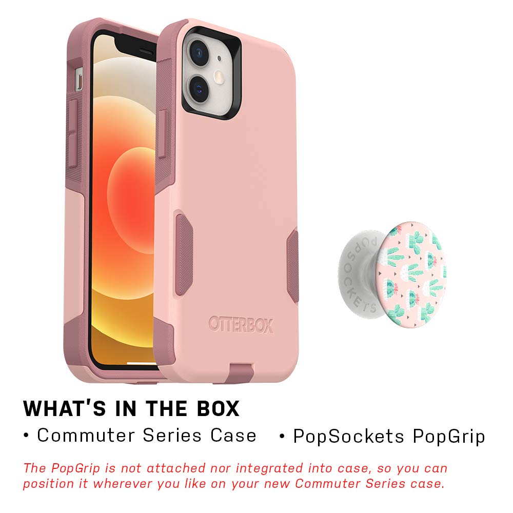 OtterBox Bundle: OtterBox Commuter Series Case for iPhone 12 Mini - (Ballet Way) + PopSockets PopGrip - (Retro Wild Rose)