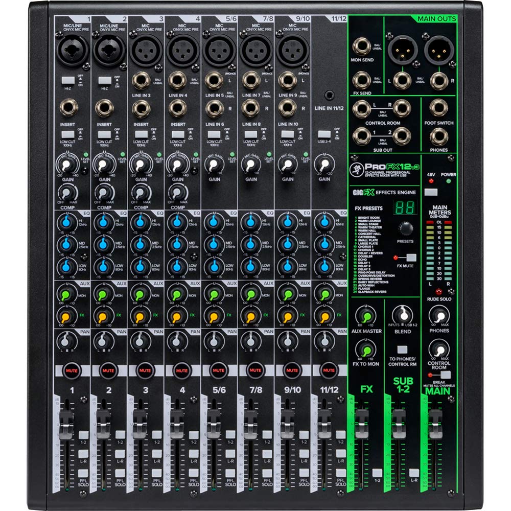 Mackie ProFX12v3 12 Channel Professional Effects Mixer with USB Bundle with Audio-Technica ATH-M20X Professional Monitor Headphones, Deco Gear Microfiber Cleaning Cloth and 1 Year Extended Warranty