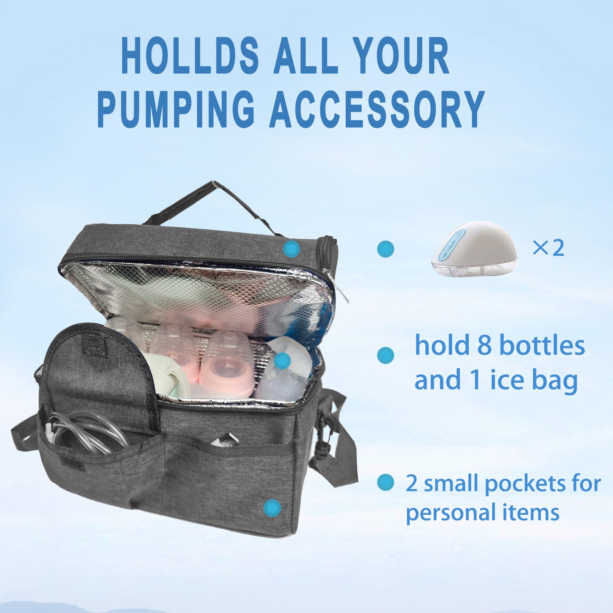 Willow Pump Carrying Case,Wearable Breast Pump Bag Adjustable Straps with Cooler Pocket for Working Mom,Compatible with Momcozy,Willow and Elvie,Holds Pumping All Accessories and Milk Bags