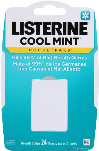LISTERINE 524331000 Pocketpaks Breath Strips, Cool Mint, 24 Count (Pack of 12)