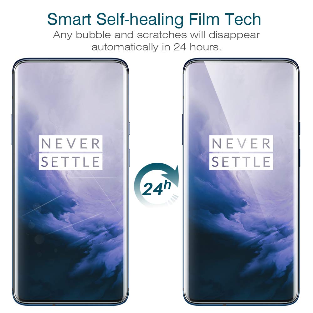 LK 3 Pack Screen Protector Compatible with Oneplus 7 Pro/Oneplus 7t Pro/Oneplus 7 Pro 5G, Ultrasonic Fingerprint Compatible, Flexible TPU Film HD Transparent, Case Friendly