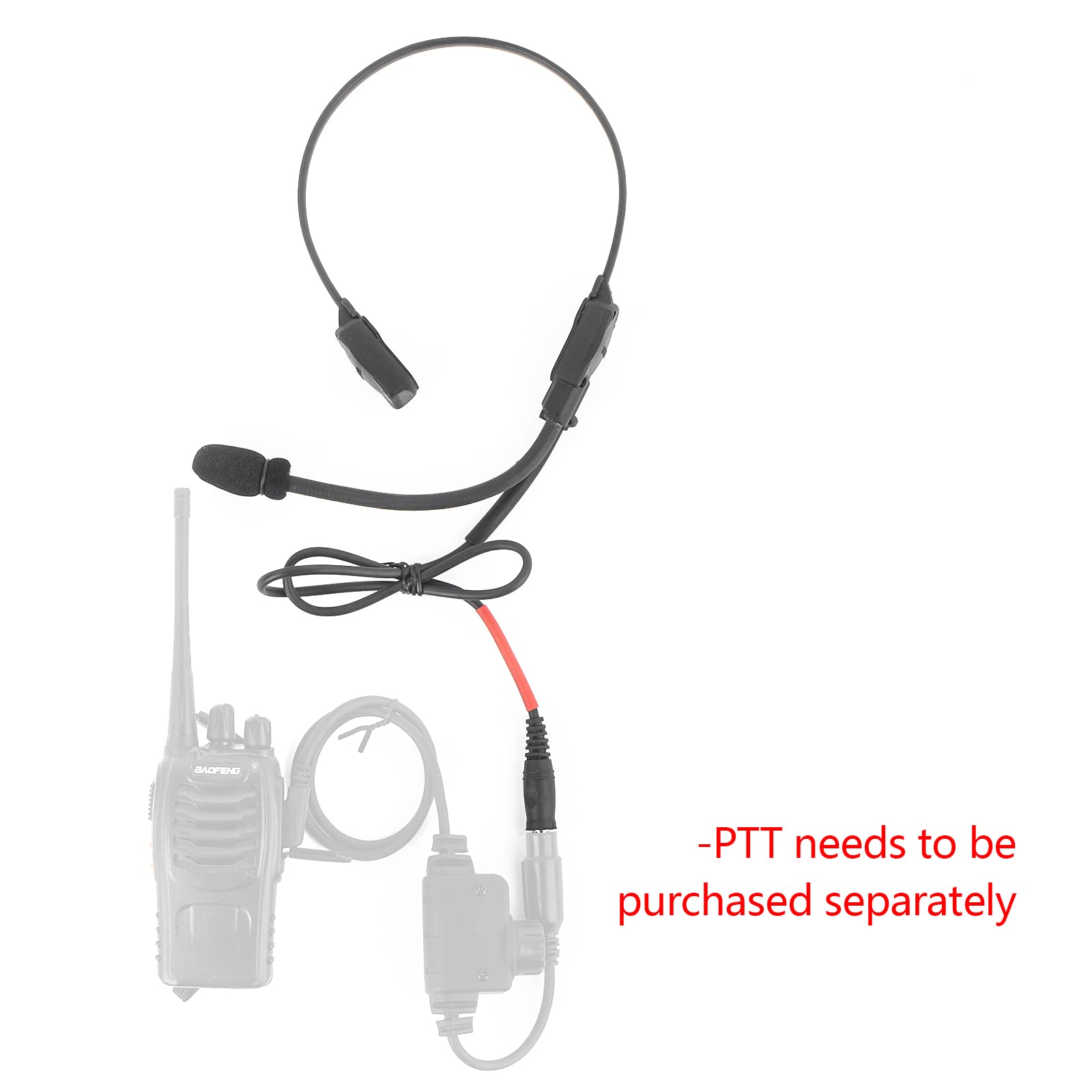 rdzzwxw Bone Conduction Headset with Microphone, MH180-V Tactical Headset CS Sports Military Earmuffs for Hunting, Suitable for 7.0 Plug PTT